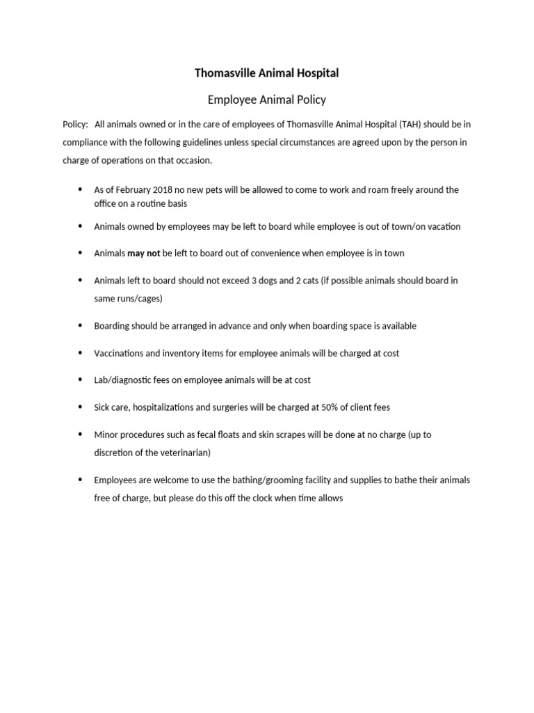 Employee Animal Policy | PDF