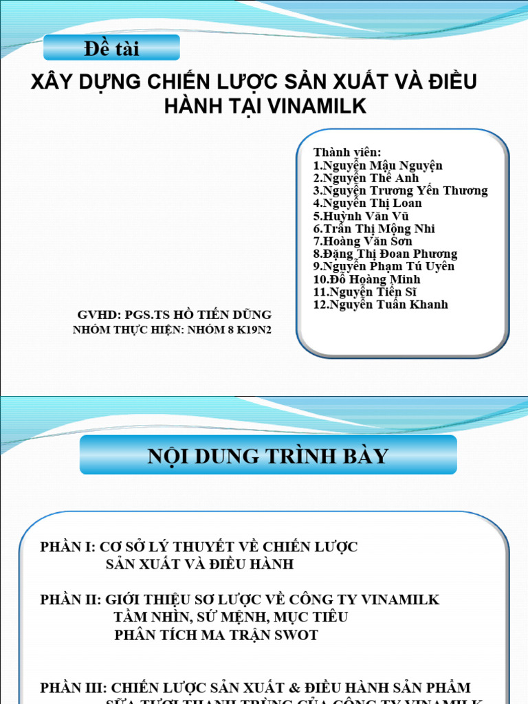 Xay Dung Chien Luoc San Xuat Va Dieu Hanh Tai Vinamilk | PDF