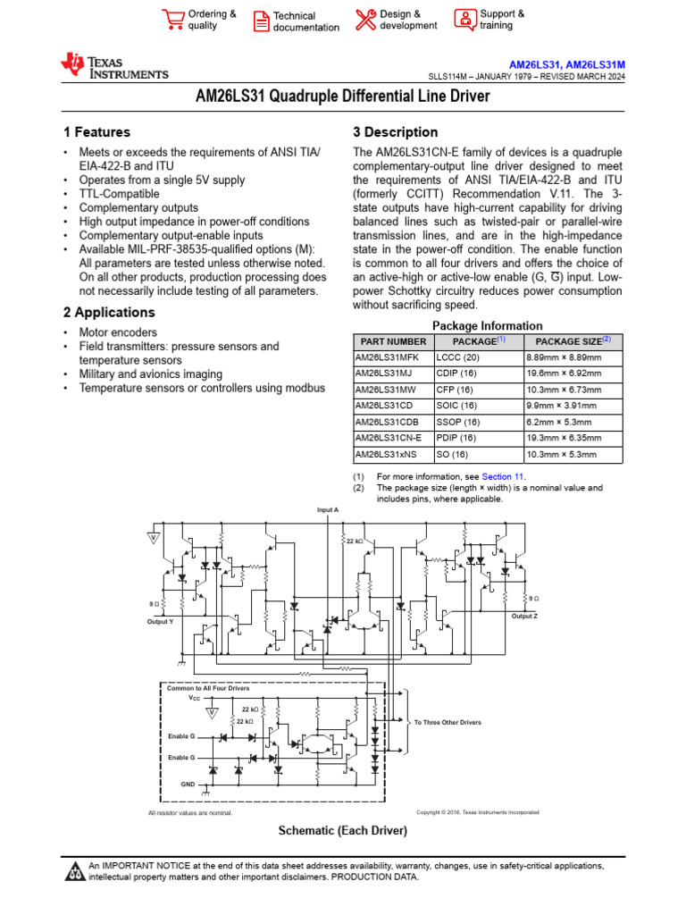 am26ls31 | PDF | Electrostatic Discharge | Electrical Engineering