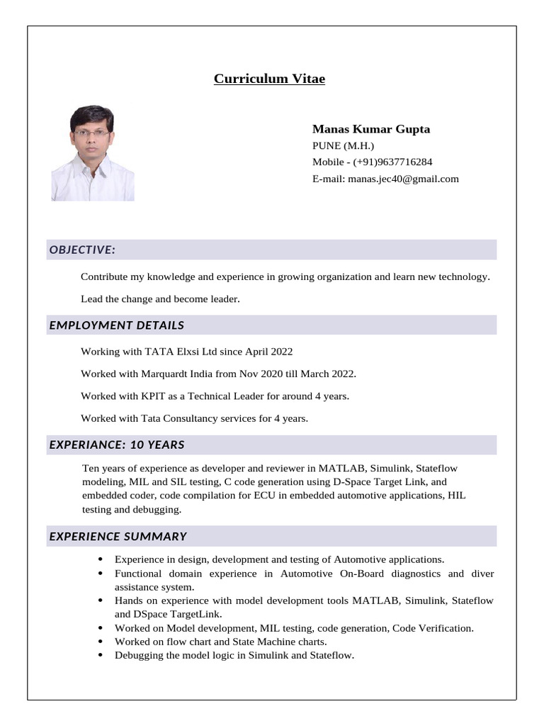 Automotive Software Expert CV | PDF | Matlab | Systems Architecture