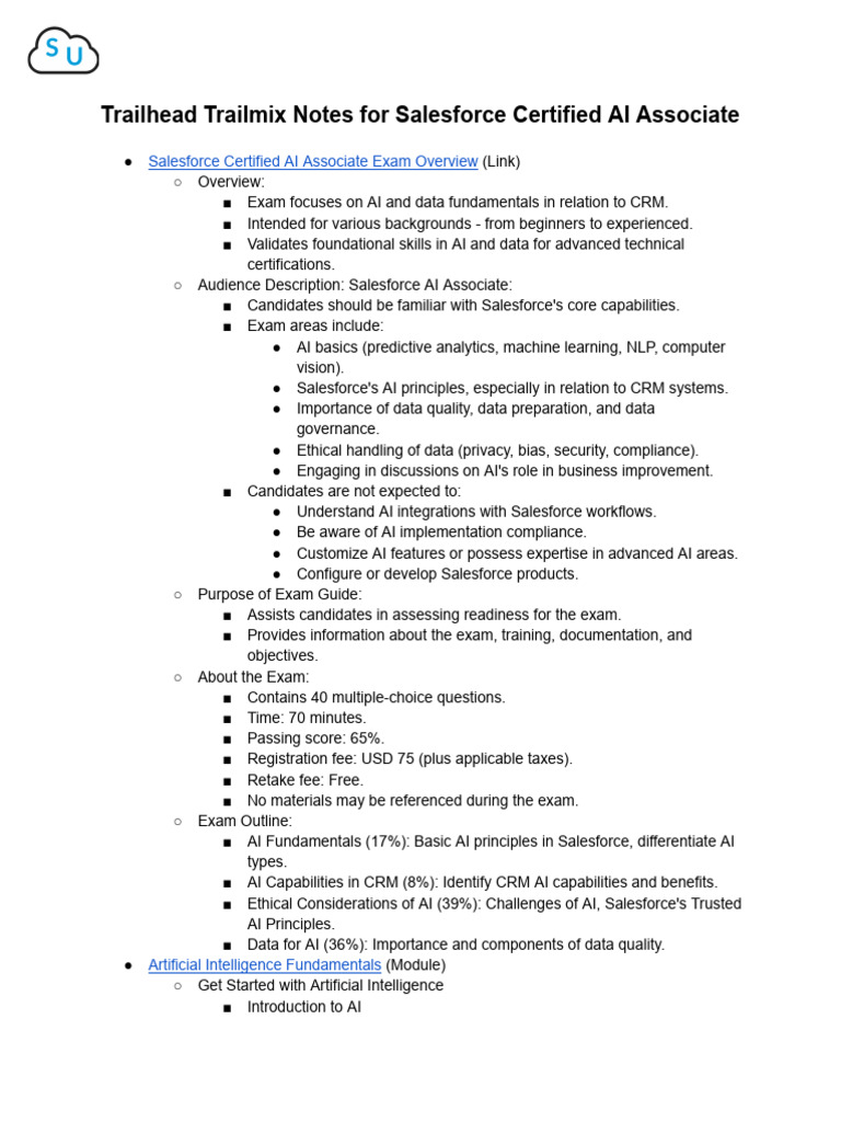 AI Associate Trailhead Badges Notes | PDF | Artificial Intelligence ...