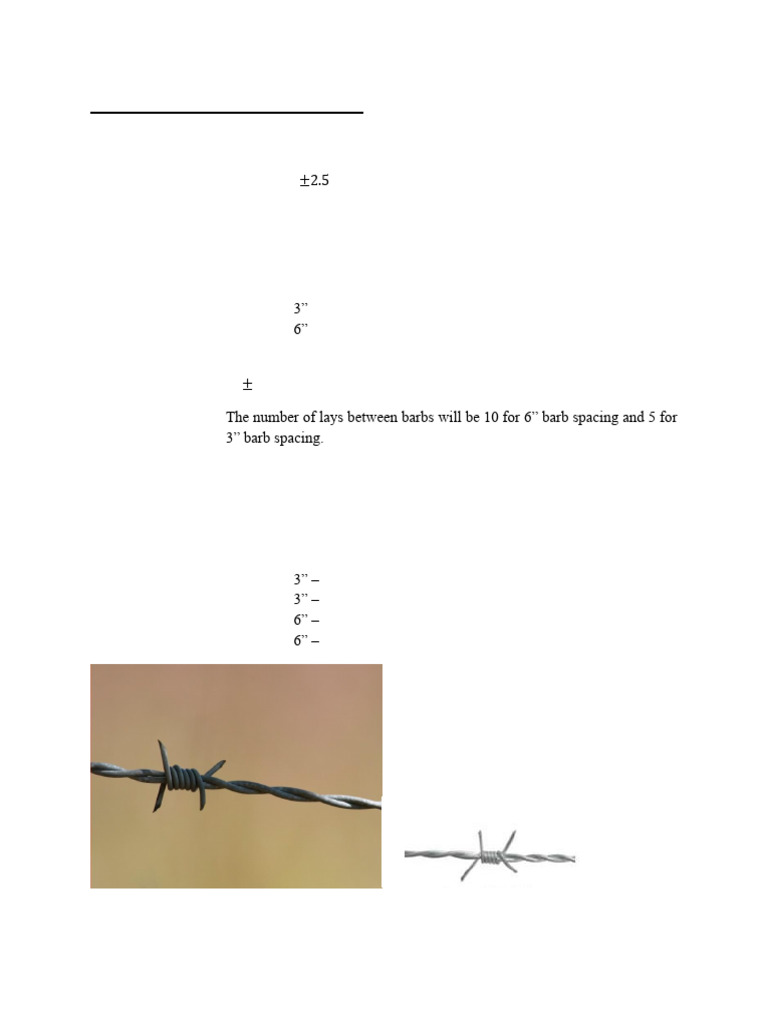 Ngombe Barbed Wire Specs and Details | PDF