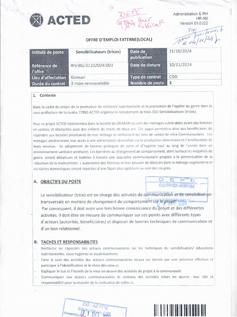 Acted Recrute Des Mobilisateurs-1 | PDF