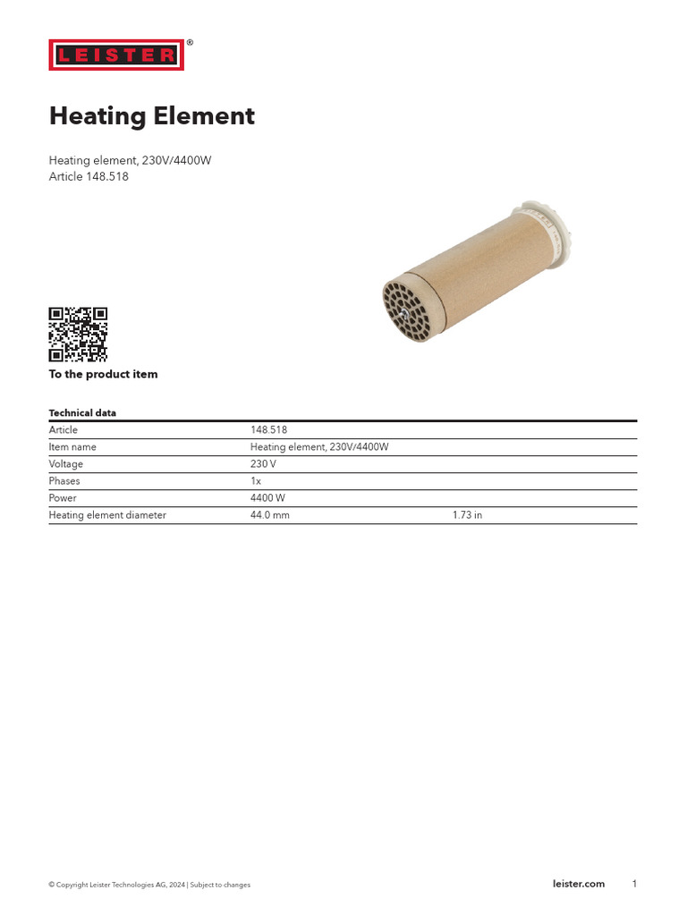 Heating Element 148-518 | PDF | Technology & Engineering