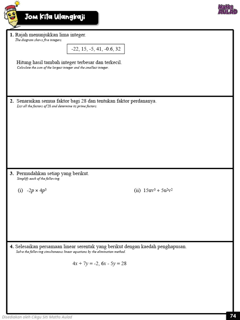 w18 - Modul 1 Math Ting 1 (25 Okt 2024) | PDF