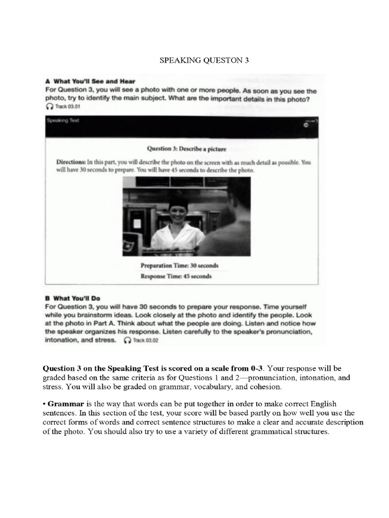 Speaking Queston 3 4 | PDF