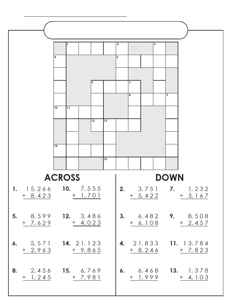 Addition Crossword 02 PF - WQWBW | PDF | Teaching Methods & Materials