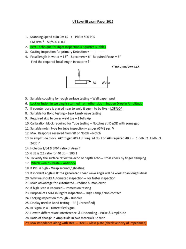 UT Level III Exam Paper 2012 Insights | PDF | Corrosion | Waves