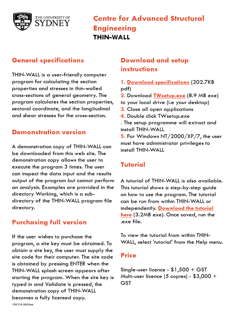Centre For Advanced Structural Engineering THIN WALL | PDF | Microsoft Windows | Operating ...