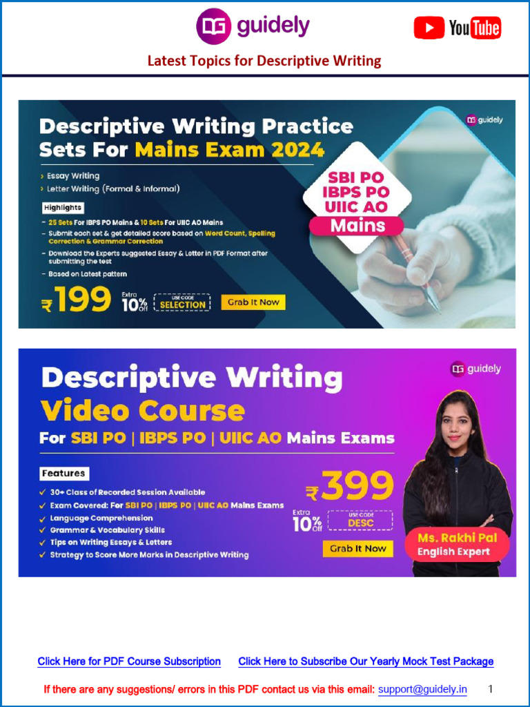 Descriptive Essay Topics for Students | PDF | Credit Card | Debit Card