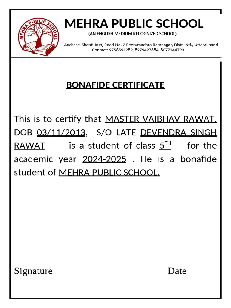 Bonofide Certificate | PDF | Career & Growth