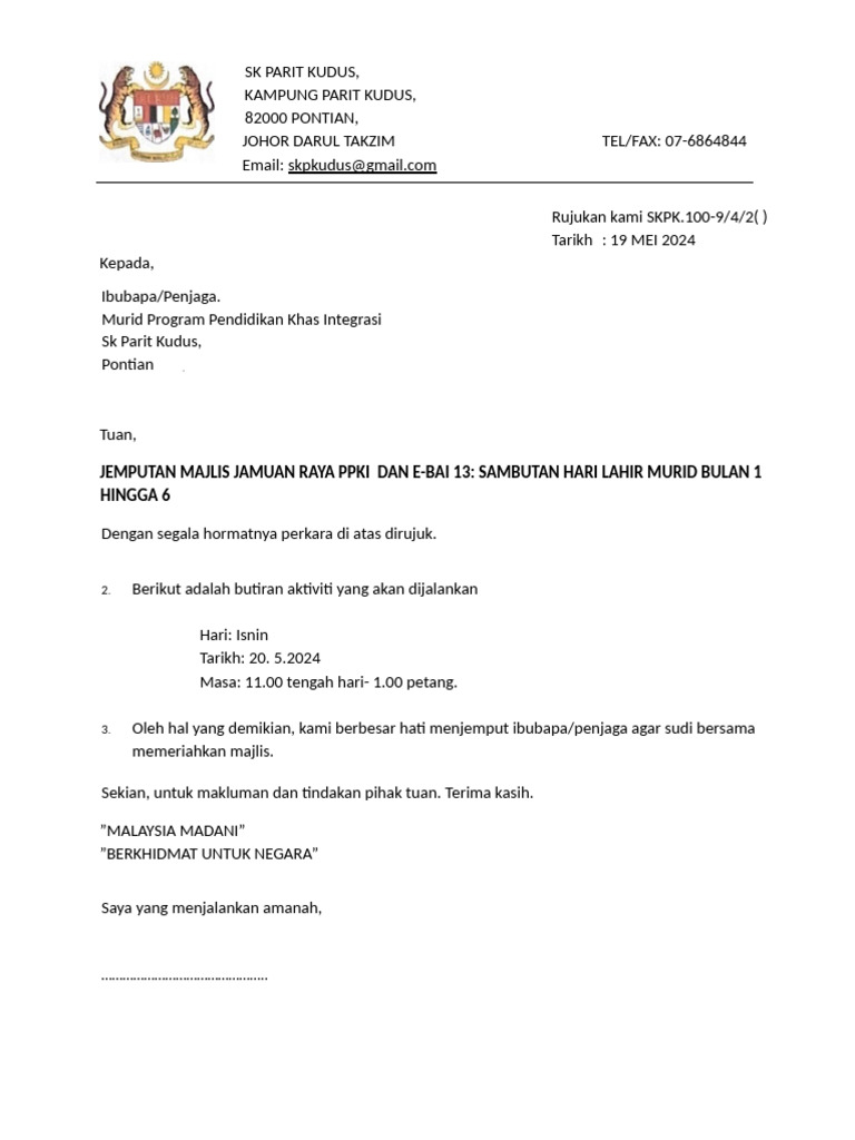 Surat Jemput Jamuan | PDF