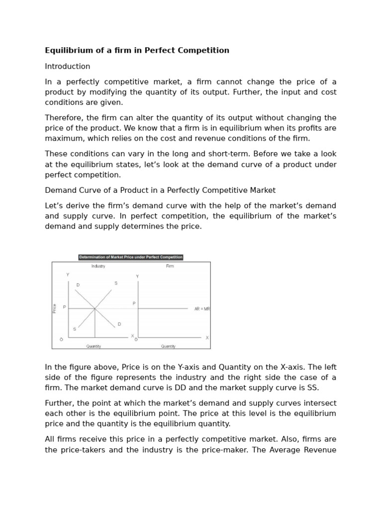 Equilibrium of A Firm in Perfect Competition | PDF | Economic Equilibrium | Perfect Competition