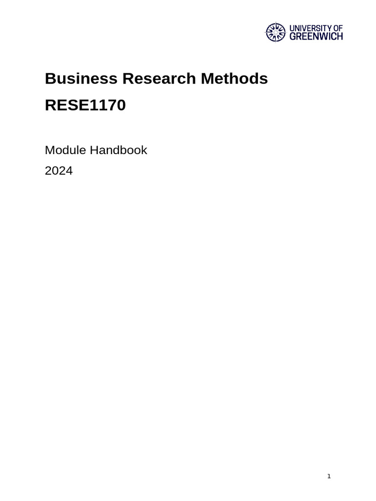 Module Handbook 2023-24 - Business Research Methods | PDF | Methodology | Qualitative Research