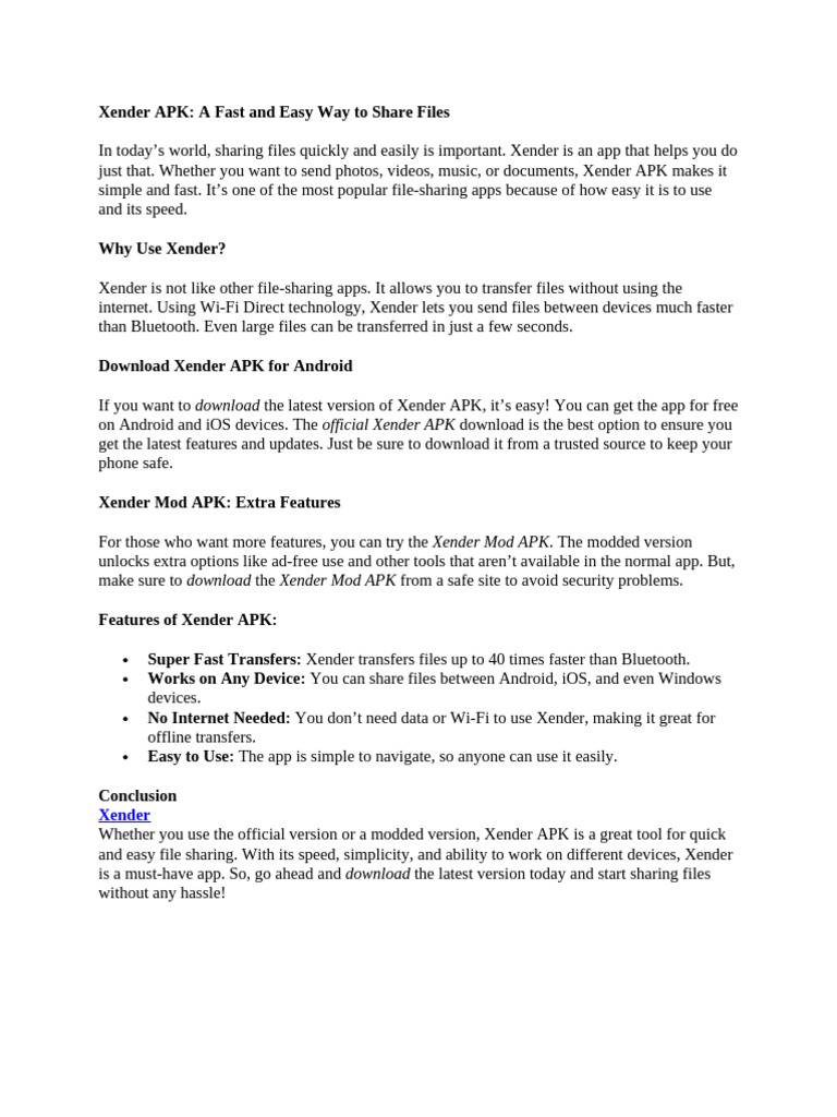 Xender APK: Fast File Sharing App | PDF | Games & Activities | Computers