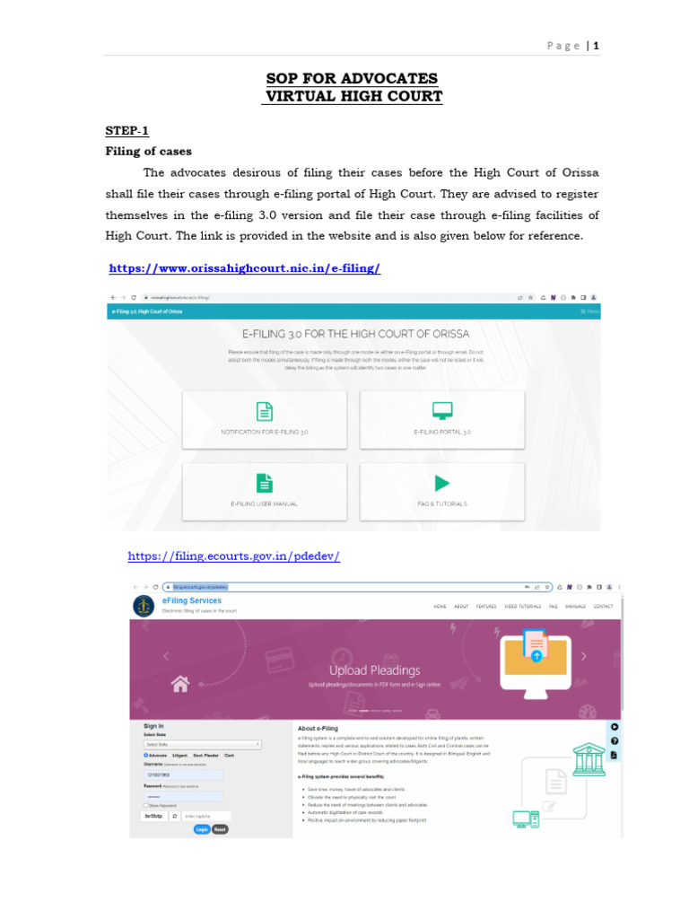 Sop For Virtual High Courts 457102 | PDF | Videotelephony | Advocate