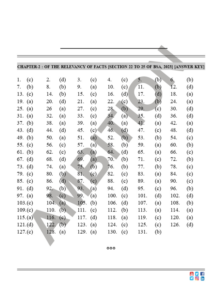 AIJS Section 22 To 25 (Answer Key) | PDF