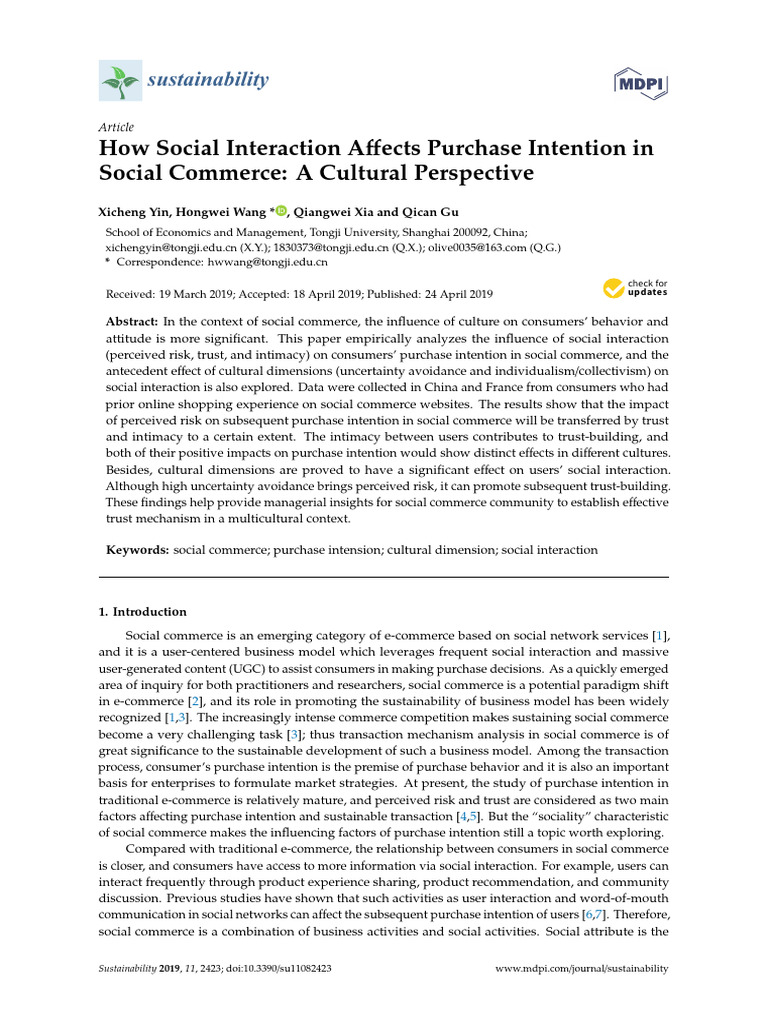 Social Interaction's Impact on Purchase Intent | PDF | Intimate ...