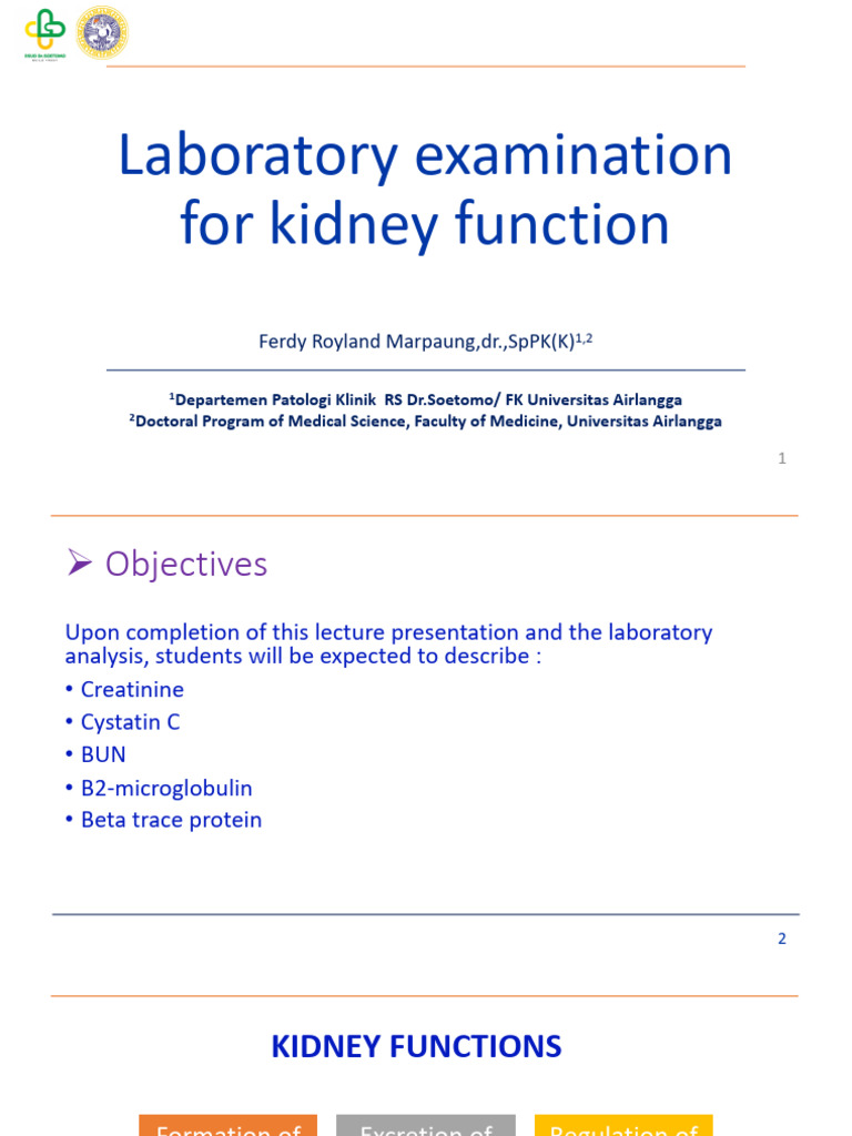 Laboratory Testing Kidney Function S1 2023 | PDF | Creatinine | Kidney