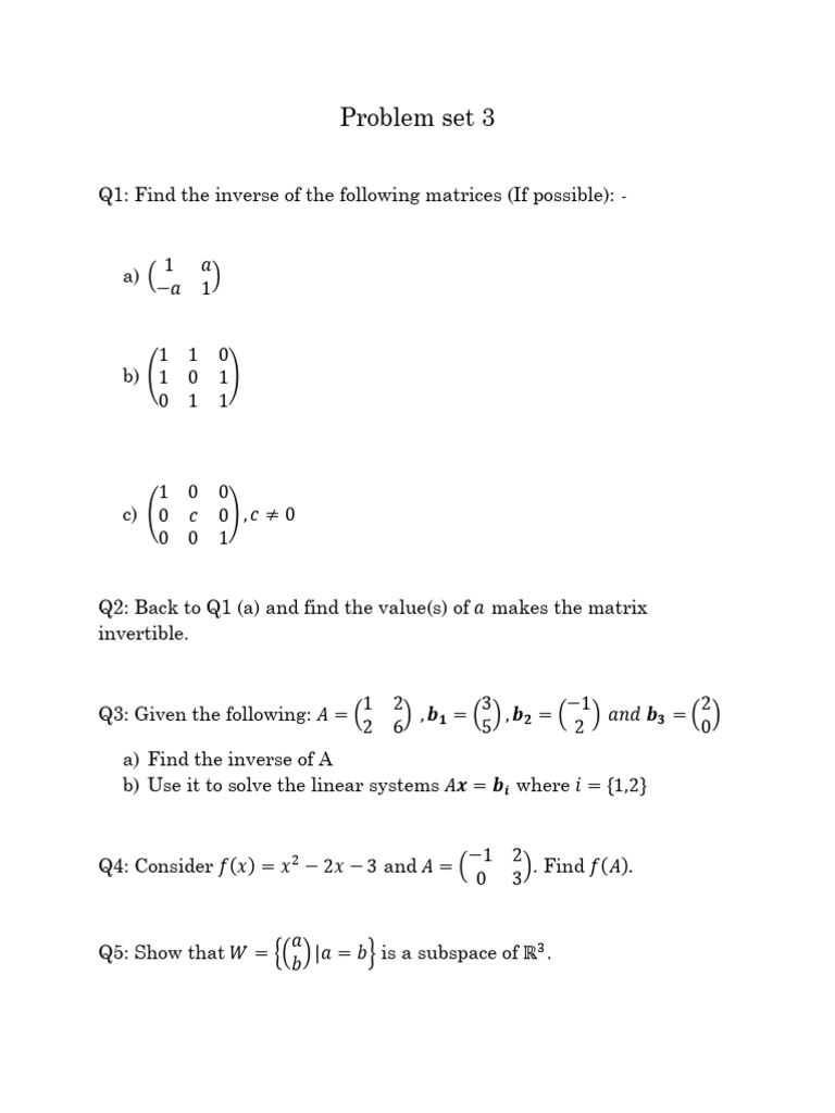 Matrix Inverses and Subspace Problems | PDF