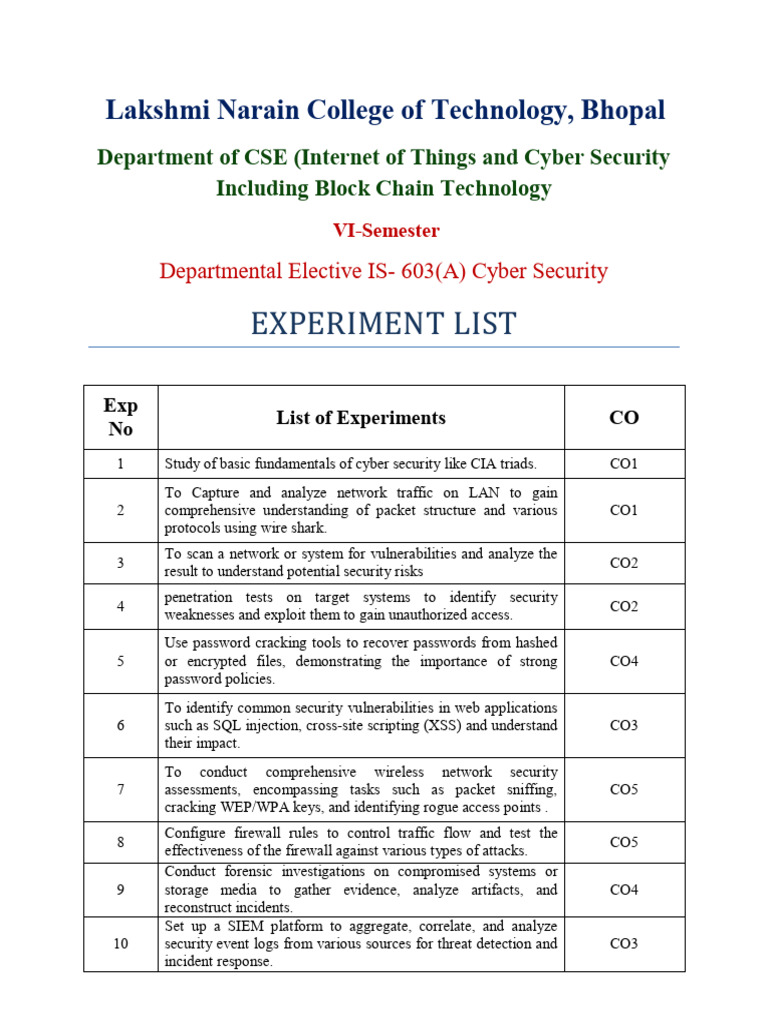 Cyber Security Lab Experiment Overview | PDF | Computers