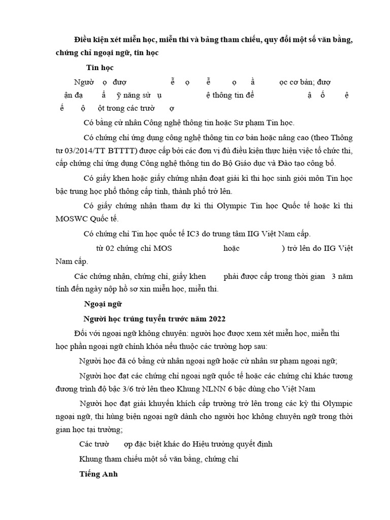 Quy Dinh Mien TH NN Va Quy Doi | PDF