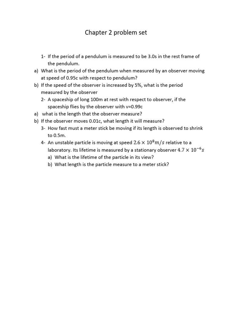 Problems For Phycs222 Chap 2 Part '1 Modern Physics | PDF