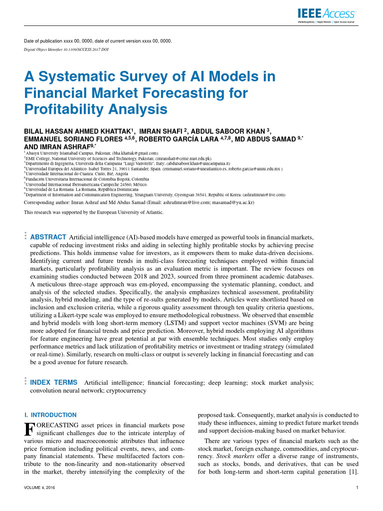 A Systematic Survey of AI Models in Financial Mark | PDF | Artificial ...