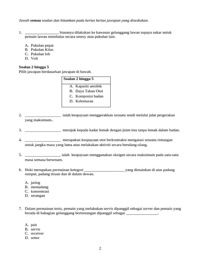 Kertas Soalan Uasa PJPK T3 2023 | PDF