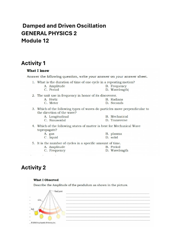 Damped and Driven Oscillation | PDF
