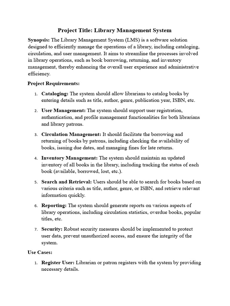 Library Management System | PDF | Libraries | Librarian