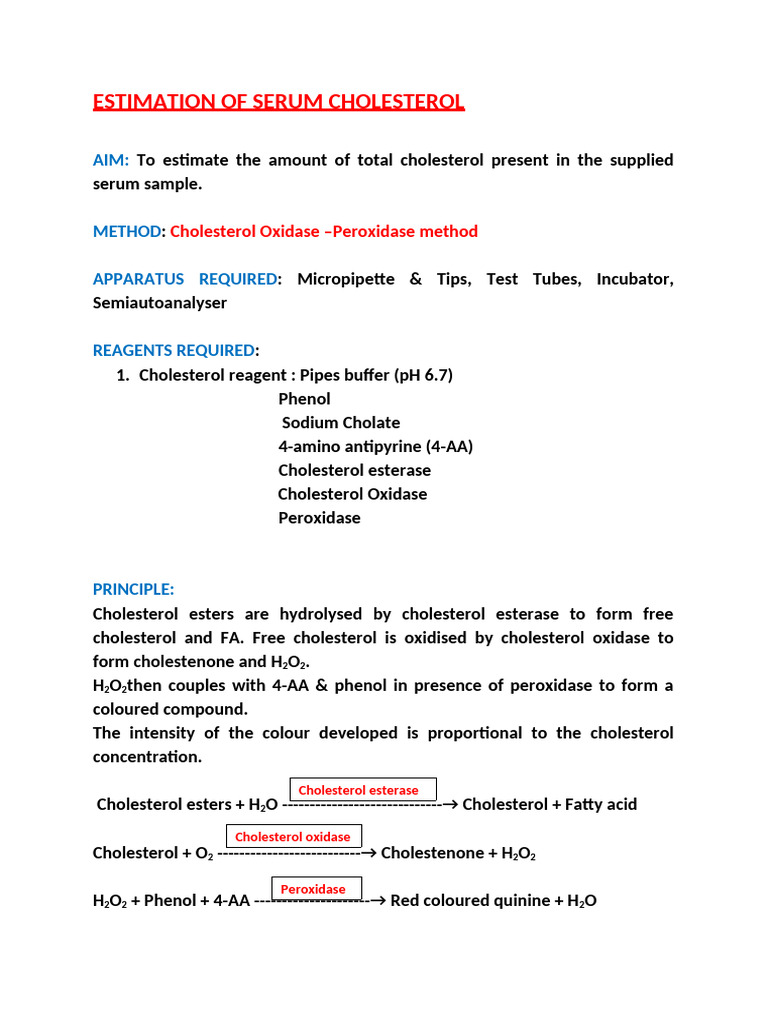 Serum Cholesterol Estimation Methods | PDF | High Density Lipoprotein ...