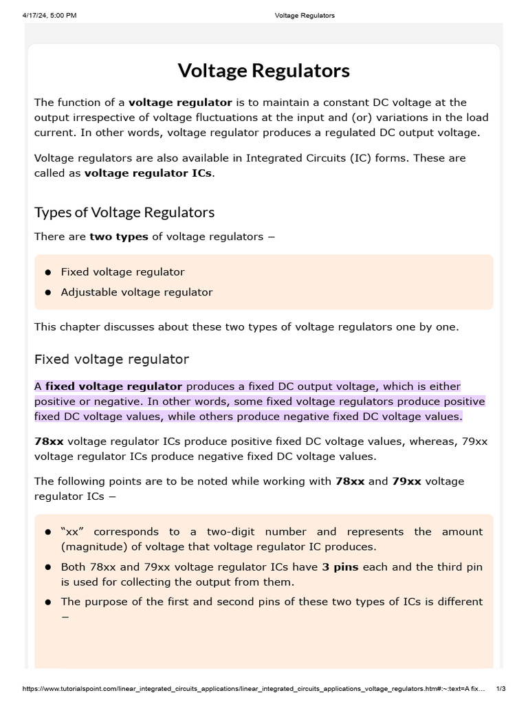 Voltage Regulators | PDF | Direct Current | Voltage