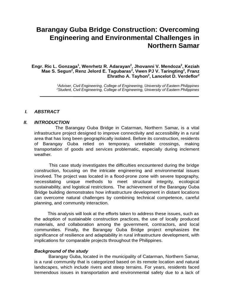 Case Study Barangay Guba Bridge Construction - 011106 | PDF | Concrete ...