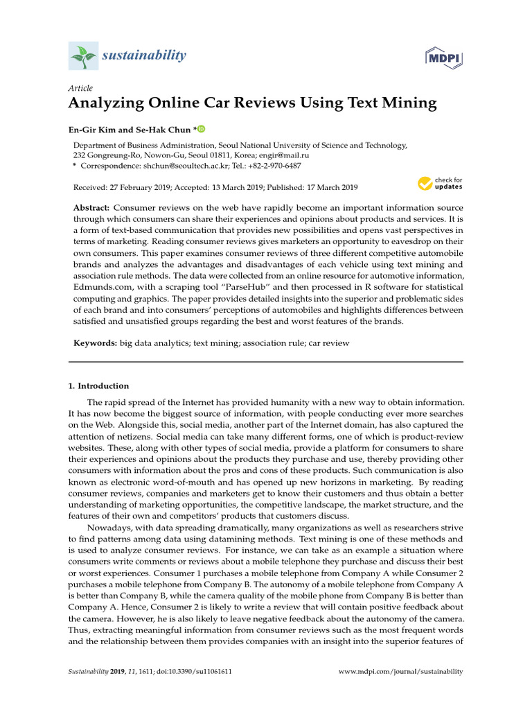 Text Mining Analysis of Car Reviews | PDF | Data Analysis | Analytics