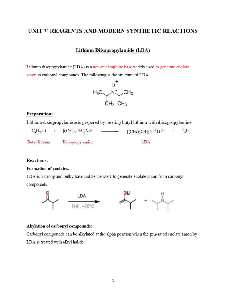 Unit V Reagents and Modern Synthetic Reactions | PDF | Ester | Aldehyde