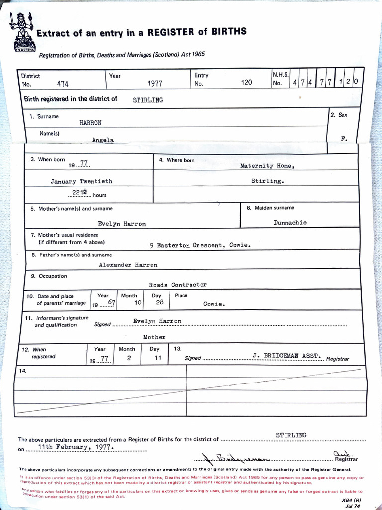 Scotland Birth Certificate Extract | PDF | Social Institutions ...