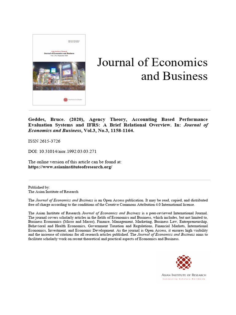 2.agency Theory, Accounting Based Performance Evaluation Systems and ...
