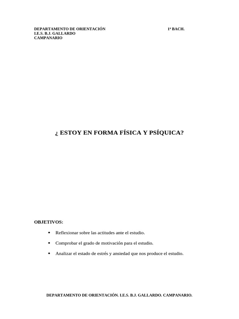 Evaluación de Forma Física y Psíquica | PDF