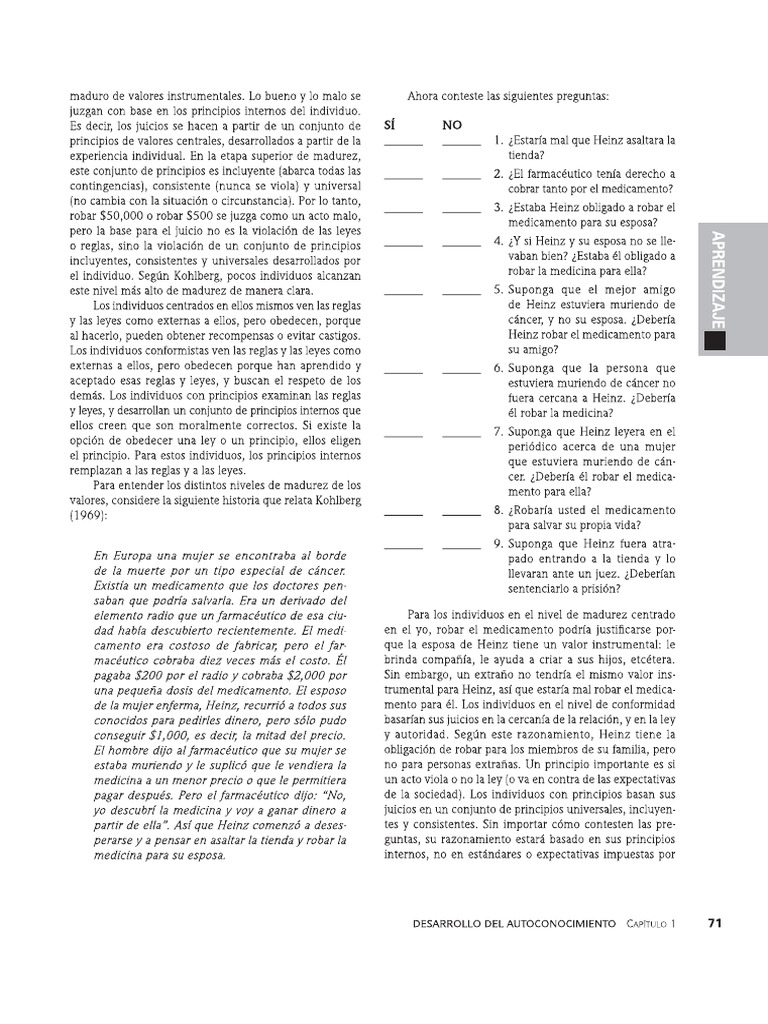 EJercicios de Desarrollo Del Autoconocimiento | PDF