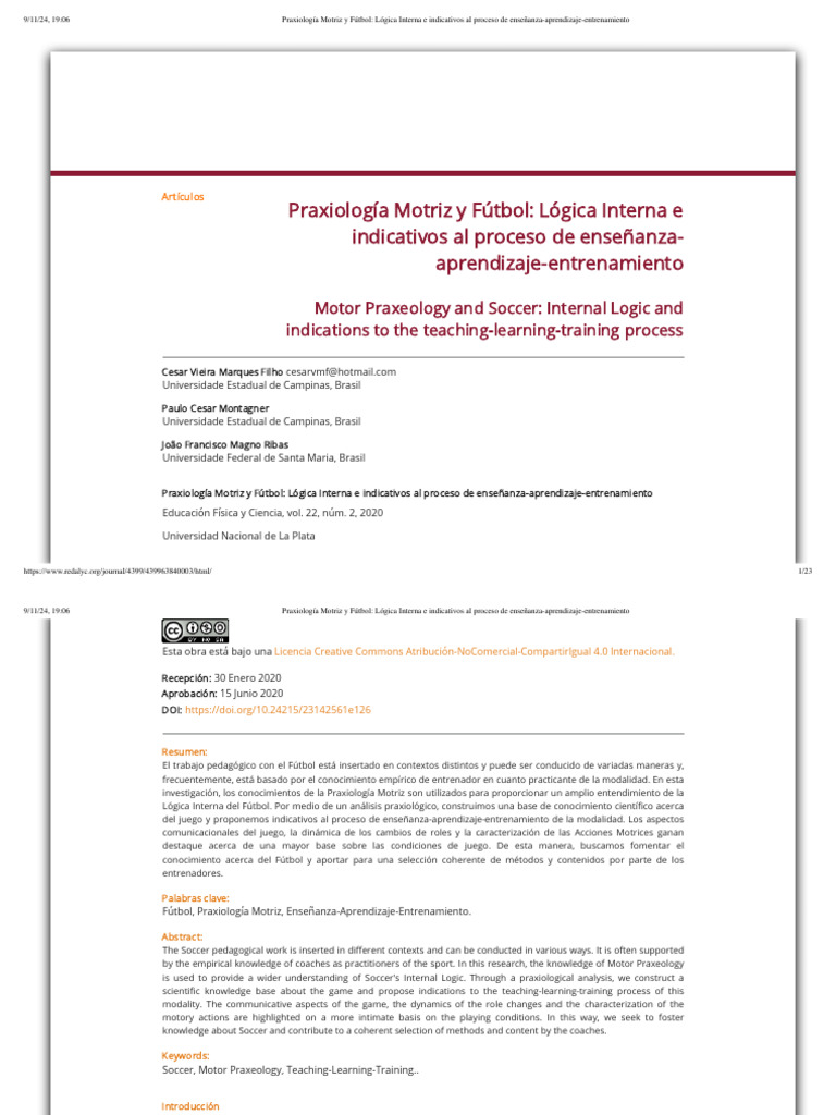 Praxiología Motriz y Fútbol - Lógica Interna e Indicativos Al Proceso ...