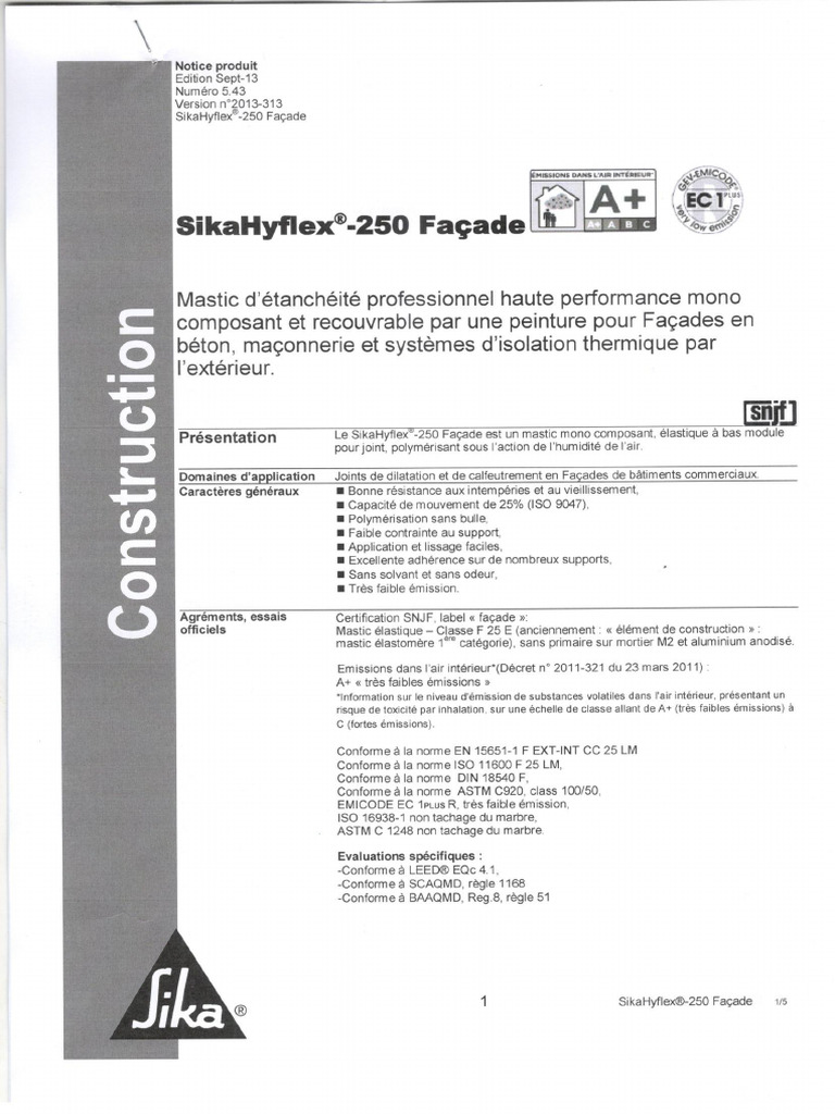 Fiche Technique SIKA | PDF