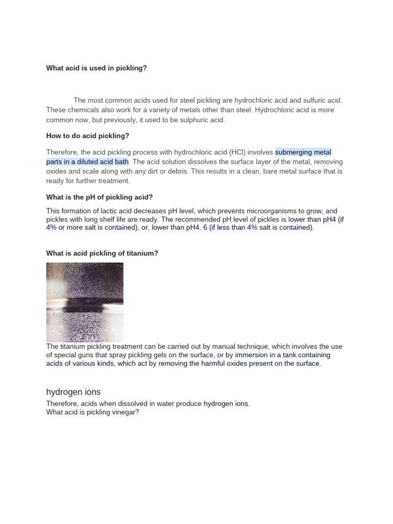 Acid Choices for Pickling Metals and Foods | PDF | Home & Garden ...