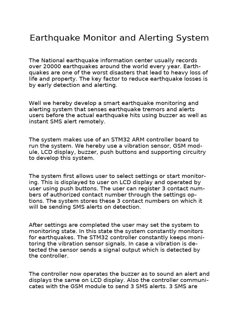 Earthquake Monitor and Alerting System | PDF | Computers