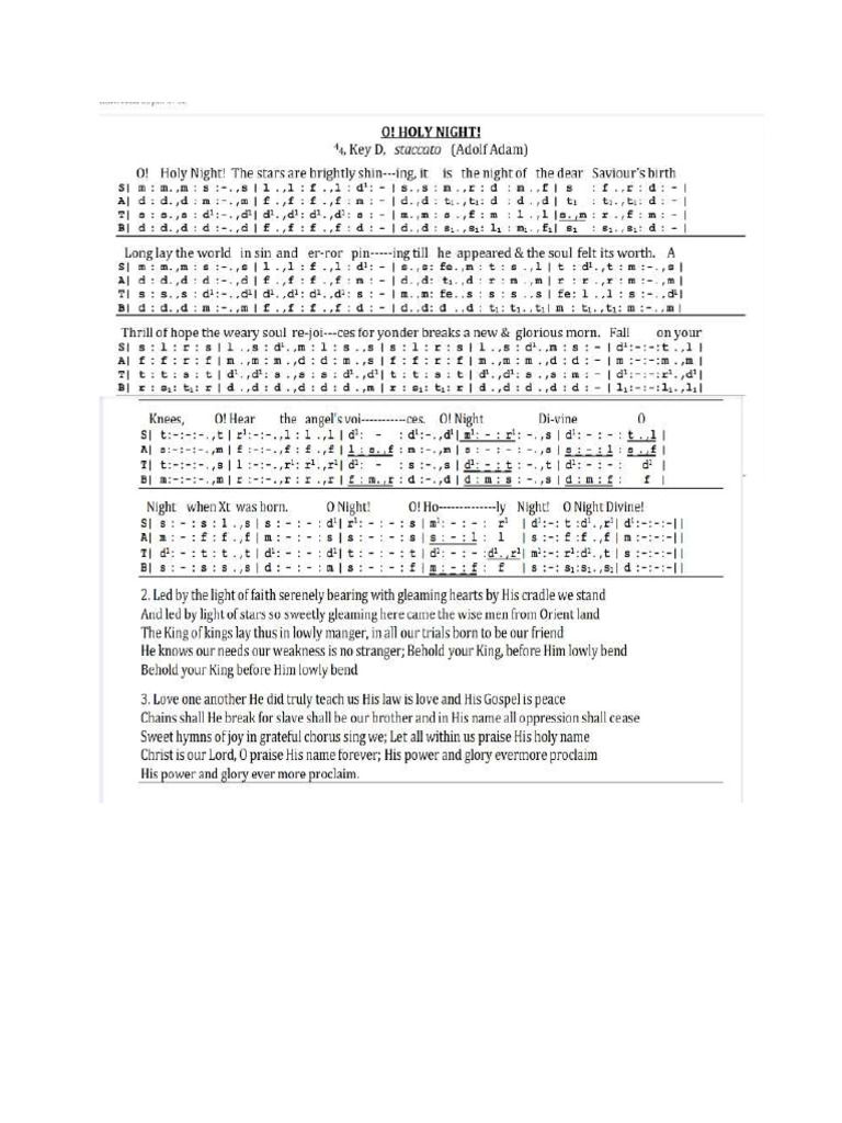 O Holy Night Solfa Notation | PDF
