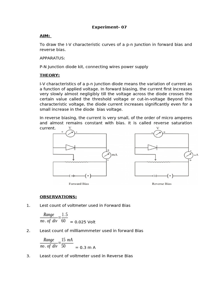 Exp No 7-XII Phy | PDF | P–N Junction | Diode