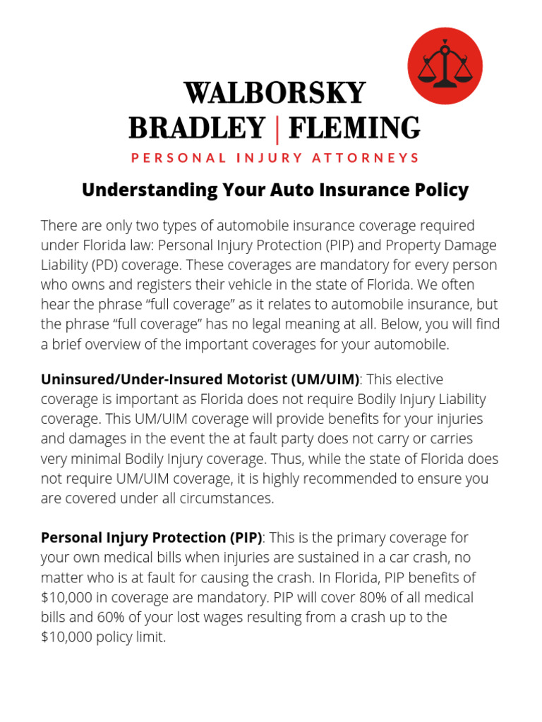 Understanding Your Auto Insurance Policy | PDF | Vehicle Insurance ...