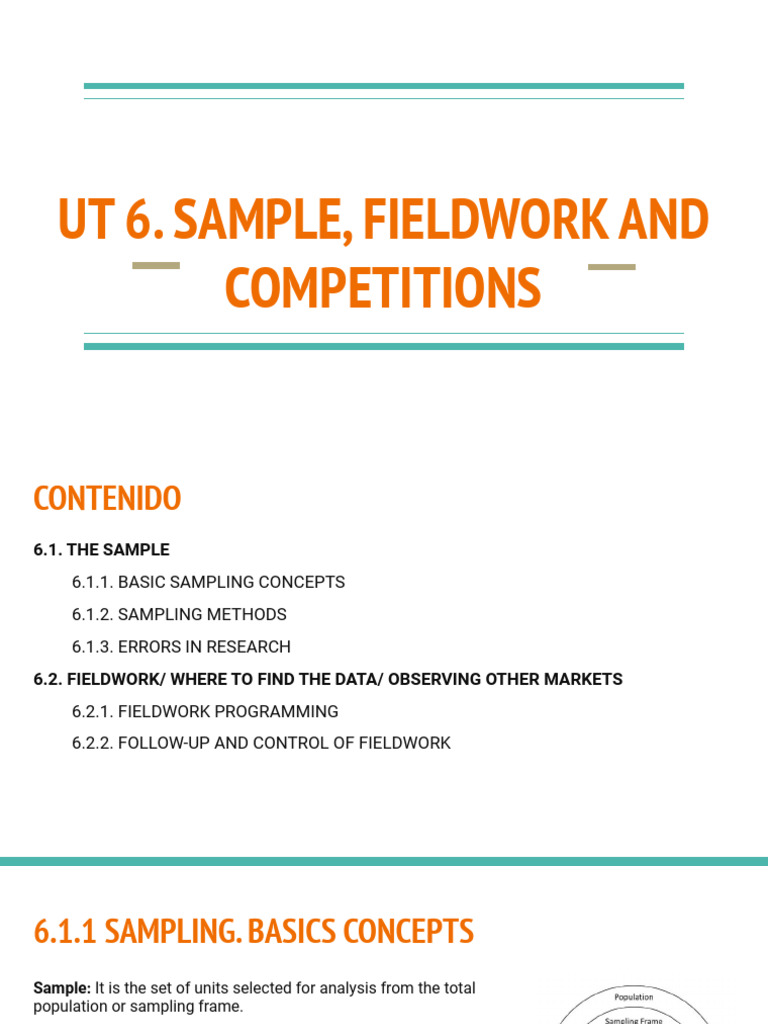 UT 6. The Sample, The Fieldwork, and The Competition | PDF | Sampling ...