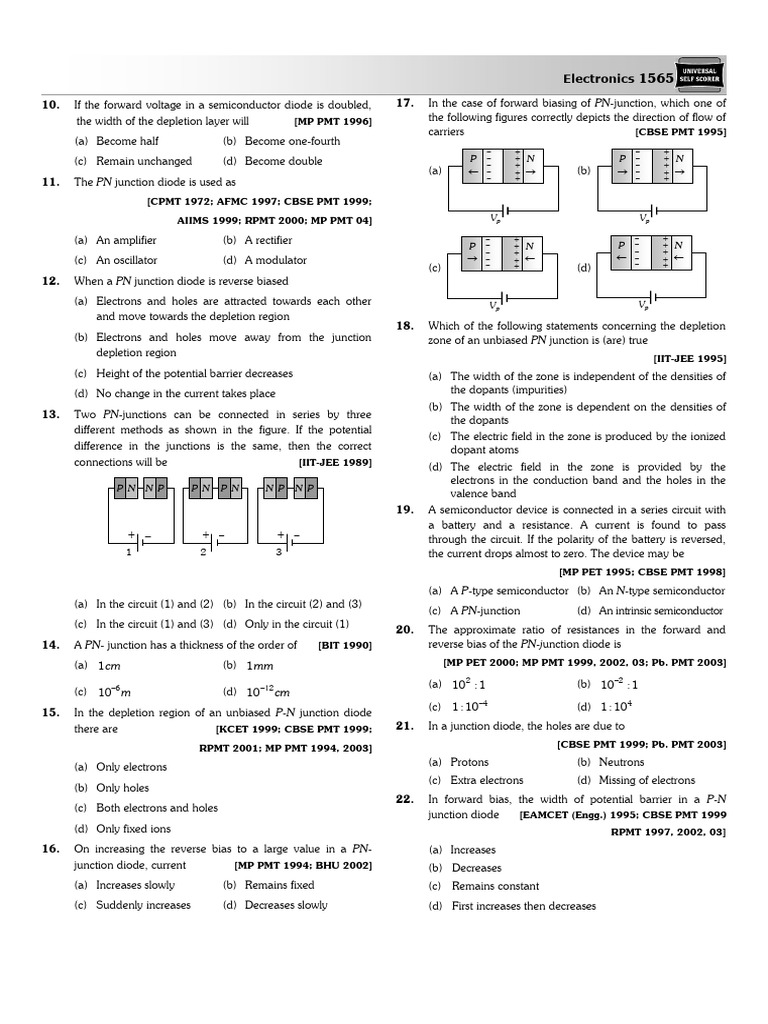 Semiconductor Practice Mcqs | PDF | P–N Junction | Diode