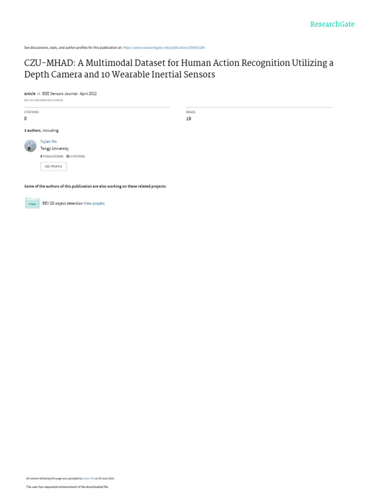 Czu Mhad A Multimodal Dataset For Human Action Recognition Utilizing A